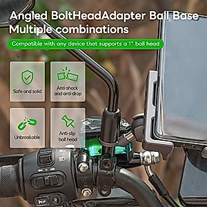 FANAUE Angled Bolt Head Adapter Ball Base with 10mm Mounting Hole,MB-01 Aluminum Alloy Mount Base for RAM Mounts B Size 1 Inch Ball Double Socket Arm