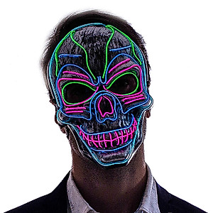 JOYIN Halloween LED Purge Scary Mask Light Up LED Mask Cool Costume Accessories (Skull)