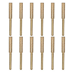 12 Pcs 4.8mm Grinding Head Sharpening Burr Wear Resistant Emery Grinding Stone 3mm Shank for Chainsaw