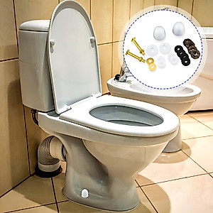 Toilet Floor Bolts and Caps Kit, Universal Toilet Flange Repair Kit Solid Brass Toilet Fixing Bolts and Nuts Set American Standard Toilet Parts Including Toilet Bolt Caps Closet Bolts and Washers