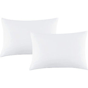Youth Pillowcase 16" x 22" Size Pack of 2 Pieces Kids Travel Pillow Cover Zipper Closure 500 Thread Count 100% Egyptian Cotton & Hypoallergenic Fits Pillows Sized 12x16, 13x18 or 14x19 White