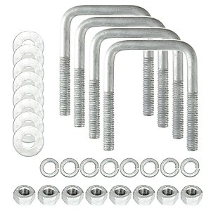 TMW (4) Hot Dipped Galv Square 1/2" Dia. U-Bolts x 3-1/16" Inside Width x 4-5/16" Inside Height & HD Washers, Lock Washers & Nuts for Boat & Utility Trailers Fits Down Over 3" Wide Metal