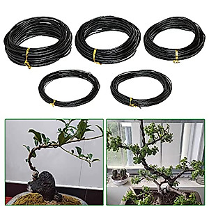 CertBuy 5 Roll Bonsai Wire 5 Size - 1.0MM, 1.5MM, 2.0MM, 2.5MM, 3.0MM Black Anodized Aluminum Bonsai Training Wire 32 Feet Length with Wire Cutter