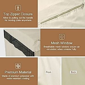 HiCaptain Polyester Dog Crate Cover - Durable Windproof Pet Kennel Cover for Wire Crate Indoor Outdoor Protection (36 inches, Light Tan)