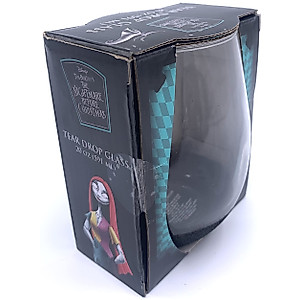 Disney Tim Burton’s The Nightmare Before Christmas Jack Skellington Face 20 Ounce Stemless Wine Glass with Glitter Base - Official Kitchen Collectible Novelty Drinkware Gifts