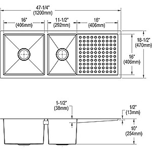 Elkay Crosstown EFU471810DBT 60/40 Double Bowl Undermount Stainless Steel Sink with Drainboard