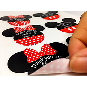 Mouse Stickers Vinyl Chalkboard Stickers 2.38 x 2In Thank You Stickers Mouse Head Stickers-200 Pcs PVC Stickers for Envelope Seals Birthday Party Baby Shower Decor