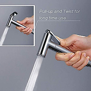 MINJING Toilet Hand held Bidet Sprayer kit Brass Chrome Plated Bathroom Bidet Faucet Spray Shower Head with Hose & T-Adapter & Holder B