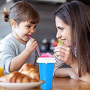 cdbz Slushy Cup Slushie Cups,Slushie Machine Slushy Maker Cup,Slushie Cup Maker Squeeze Slushy Machines,Frozen Magic Slushy Cup 2 Pack, Ice Cream Maker Cool Stuff for Juices and Drinks(Blue+Green)