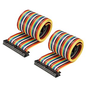 uxcell IDC Rainbow Wire Flat Ribbon Cable 34 Pins 48cm Length 2.54mm Pitch 2pcs Type-C