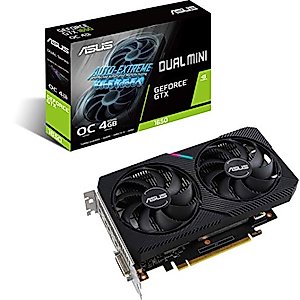 ASUS Dual NVIDIA GeForce GTX 1650 Mini OC Edition Gaming CSM Graphics Card (PCIe 3.0, 4GB GDDR6 Memory, HDMI, DisplayPort, DVI-D, for Intel NUC 9 Extreme Kit, Intel NUC 9 Pro Kit, and Small Chassis)