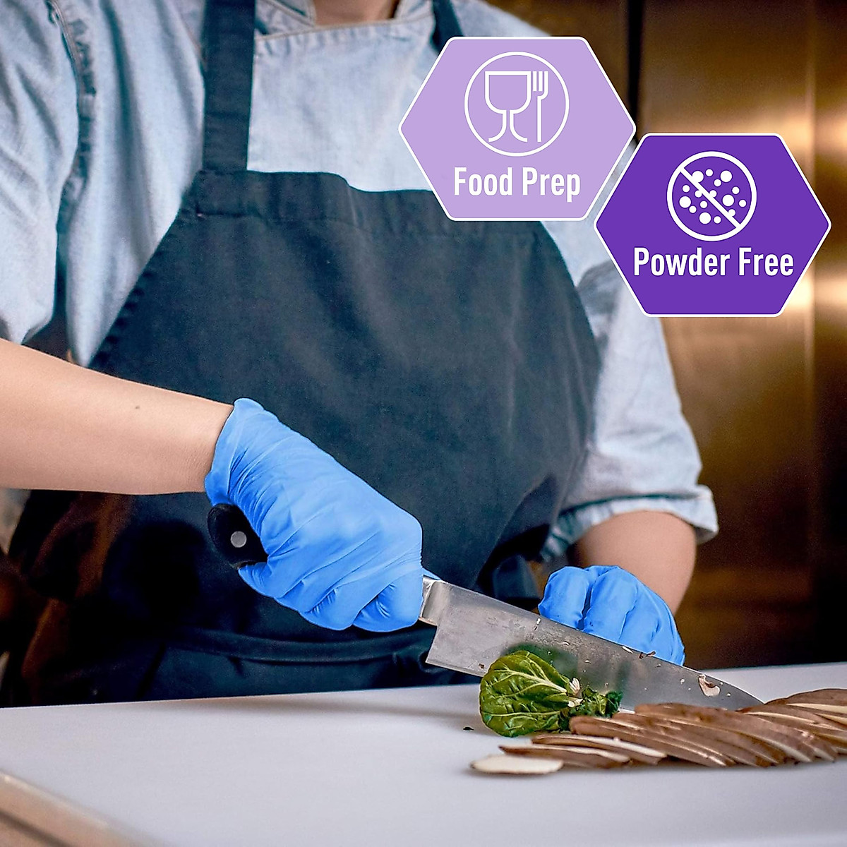 Med PRIDE NitriPride Nitrile-Vinyl Blend Exam Gloves, Medium 100 - Powder Free, Latex Free & Rubber Free - Single Use Non-Sterile Protective Gloves for Medical Use, Cooking, Cleaning & More