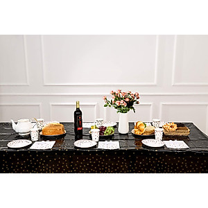 hapray 4 Pack Plastic Tablecloths for Rectangle Tables, Black and Gold Waterproof Disposable Party Table Cloths, Table Covers for Decorations, New Year Graduation Birthday Cocktail, 54" x 108"