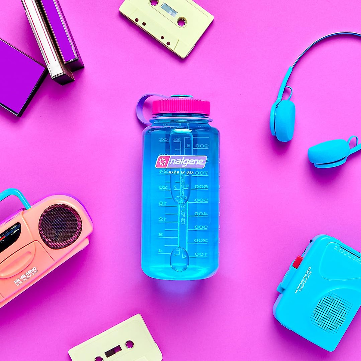 Nalgene Sustain Tritan BPA-Free Water Bottle Made with Material Derived From 50% Plastic Waste, 32 OZ, Wide Mouth, Surfer