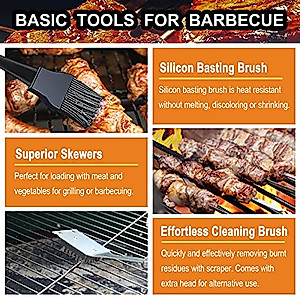 grilljoy 31PC Heavy Duty BBQ Grilling Accessories Grill Tools Set - Stainless Steel Grilling Kit with Storage Bag for Camping, Tailgating - Perfect Barbecue Utensil Gift for Men Women