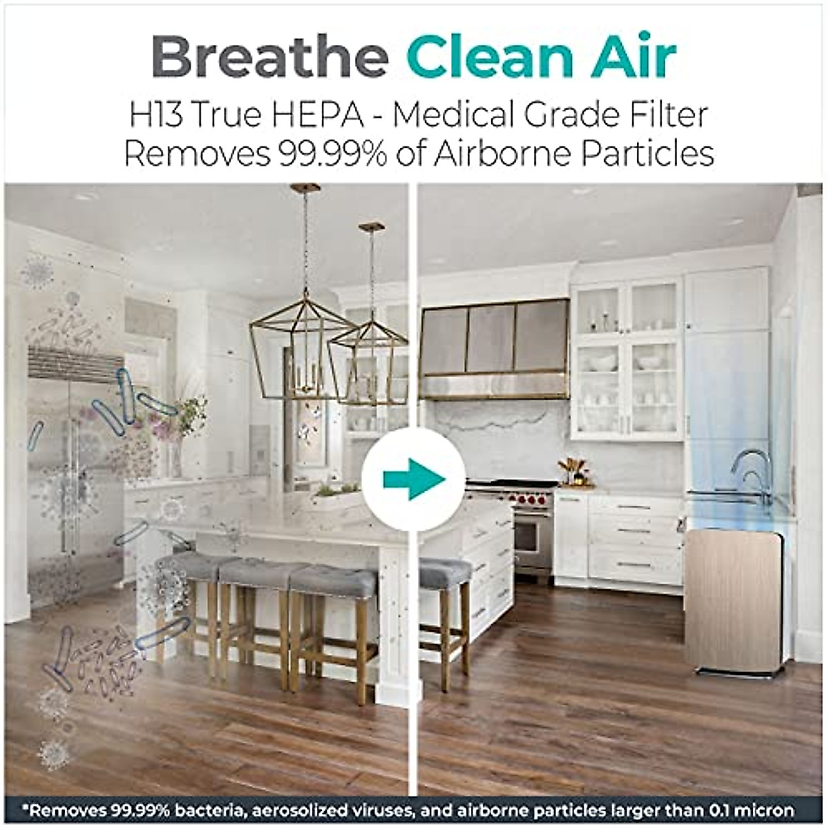 Alen BreatheSmart Classic H13 HEPA Air Purifier, Air Purifiers For Home Large Room w/ 1100 SqFt Coverage, Medical-Grade Air Cleaner for Smoke & Chemical, up to 12 Mos. Filter Life, Weathered Gray