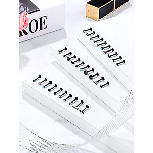 Stainless Steel Lip Studs Labret Lip Rings Cartilage Tragus Piercing Jewelry for Women Party Wear or Clothes Matching 16 G, 30 Pieces (Black)