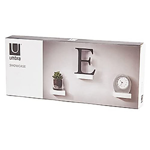 Umbra 325560-660 Showcase Floating Shelves (Set of 3), Gallery Style Display for Small Objects and More, White