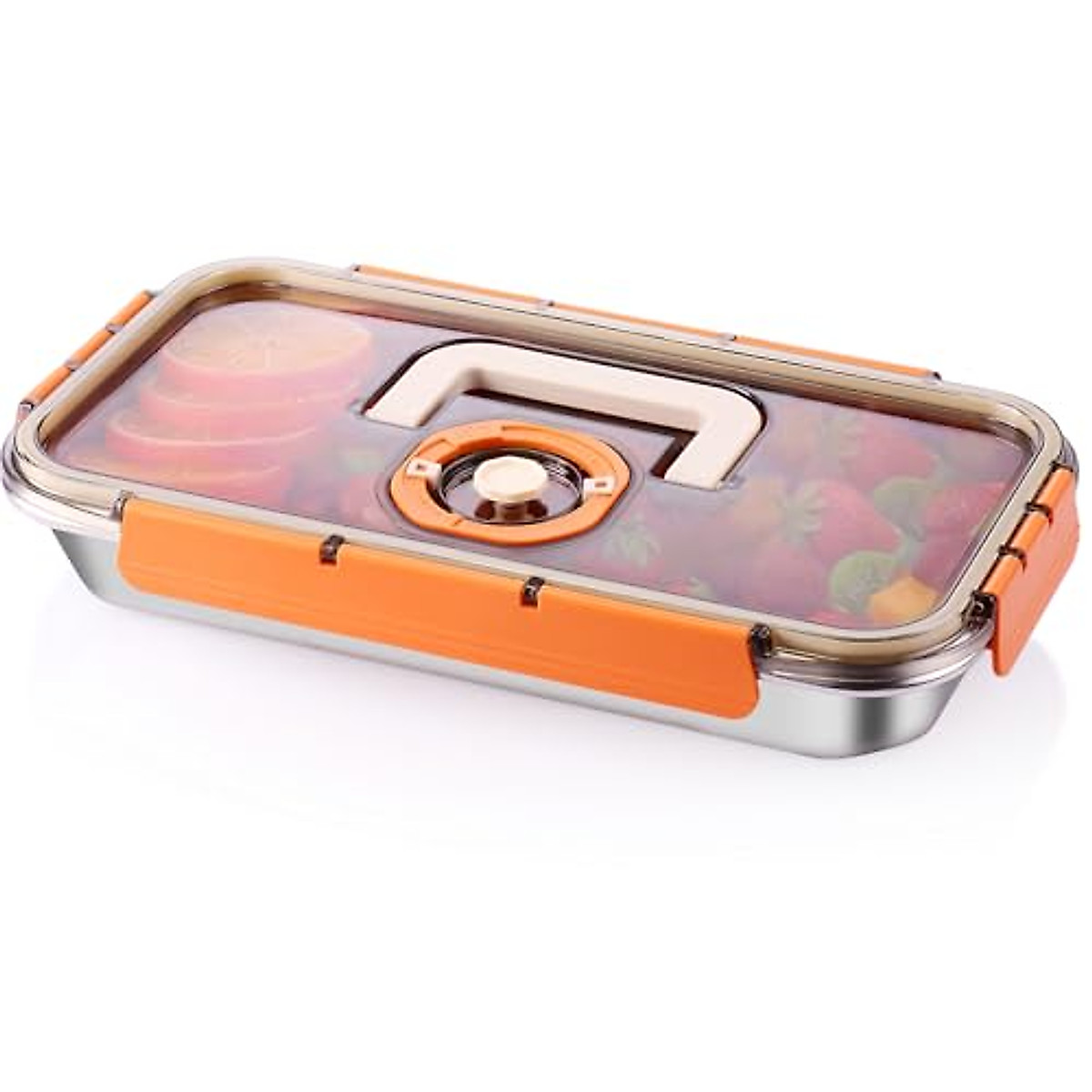 Gitohoni 304 Stainless Steel Food Storage Container - Airtight Fresh Keeper Metal Food Storage Box with Lid and Handle Reusable Meal Prep Container for Salad, Fruit 77.5 OZ