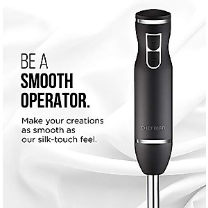 Chefman Immersion Stick Hand Blender with Stainless Steel Shaft & Blades Powerful Ice Crushing 2-Speed Control Handheld Mixer, Purees Smoothie, Sauces & Soups,300 Watts, Black
