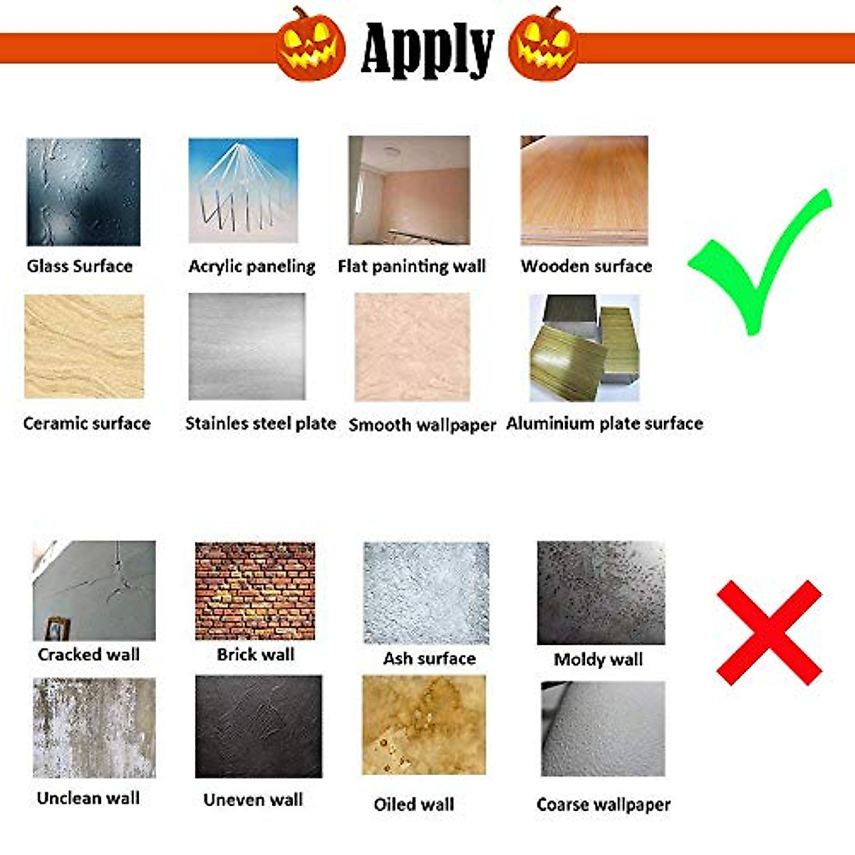 Happy Halloween Stickers Kids Bedroom Decor Indoor Outdoor Removable Wall Decals Window Art Decoration Vinyl Witch Bat Spider Vampire for Boys Girls Room