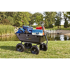 Gorilla Carts GOR6PS Poly Yard Dump Cart, Heavy-Duty Convertible 2-in-1 Handle, 1-(Pack), Black