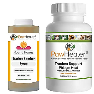 Trachea Soother Syrup BUNDLE with Trachea Support: Phlegm Heat - Natural Herbal Remedy for Symptoms of Collapsed Trachea for Dogs - Combo of (1 Bottle) 5 fl oz Syrup & (1 Bottle) 50 Grams Powder …