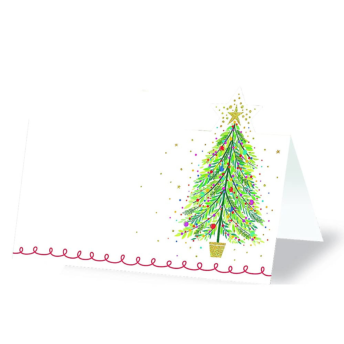 Place Cards for Christmas Party Pk of 16 - Christmas Table Decor for Christmas Table Setting - Name Place Cards Rustic Christmas Decor w/Red Border Table Tents No Place Card Holders Needed Tent Cards