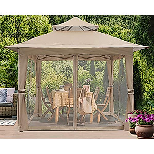 ABCCANOPY Pop Up Gazebo 13x13 - Outdoor Canopy Tent with Mosquito Netting for Patio Garden Backyard (Khaki)