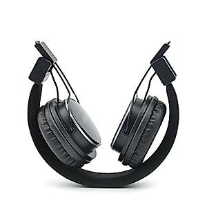NIA Wireless Over Ear Headphones, Multifunctional Foldable Colorful Stereo Bass Bluetooth Headsets with 3.5mm Jack/Microphone/MP3 Player/FM Radio On-Ear Headset for Kids/Children/Phone/Tablets, Black
