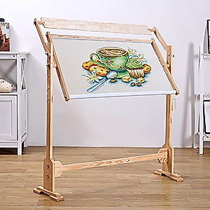 Adjustable Cross Stitch Holder Frame Rack, Wooden Embroidery Hoop Stand Angle, Adjustable Embroidery Stand, 360° Rotated Needlework Craft Floor Frame Stand Holder