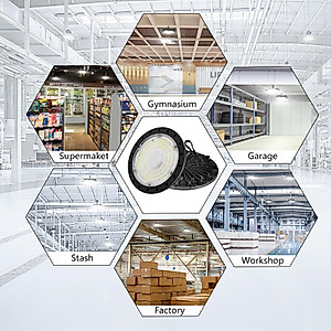 Paideste 20 Pack LED High Bay Light 100W, 10000LM Bright UFO LED High Bay Light, LED Shop Light with 4ft 110V Plug Cable, 6500K Bay Lighting IP65 Waterproof for Barn/Garage