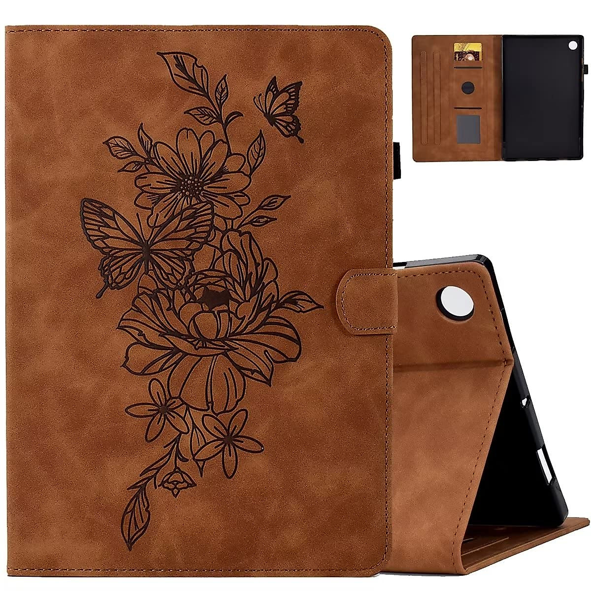 MonsDirect Case for Samsung Galaxy Tab A8 10.5 inch 2022, Suede Leather Multi-Angle Stand Cover, Smart Auto Wake/Sleep Folio Case with Pen Holder for 10.5" Galaxy Tab A8 [SM-X200/X205/X207], Brown