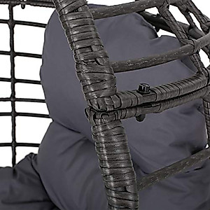 Great Deal Furniture Lillian Outdoor Wicker Teardrop Chair with Cushion, Gray and Dark Gray