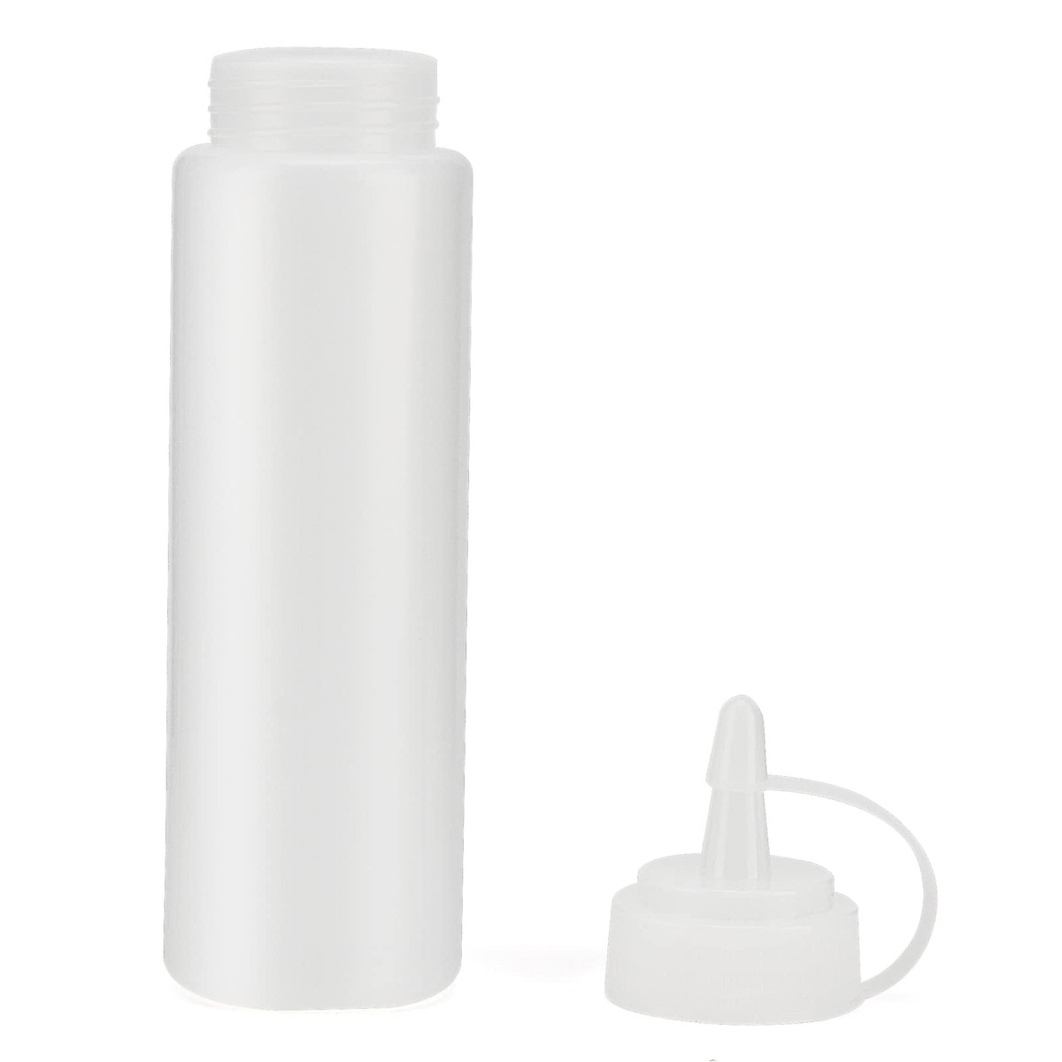 HEIHAK 20 Pack 8 oz Ketchup Squeeze Bottles, 250ml Plastic Condiment Bottles, Barbecue Squirt Bottles with Caps and Marking Labels for Ketchup, Sauces, Dressings, Paints, Crafts, White