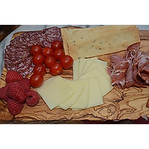 THE LIVE EDGE - Olive Wood Long Charcuterie Board | Rustic Large Wooden Cutting Board for Kitchen | Cheese and Bread Cutting Wood Board | Handmade Cutting Board for Meat | 16"L x 6.75"W x 0.75"Th