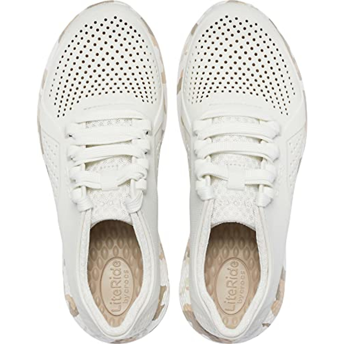 Crocs Women's Literide Pacer Lace-Up Sneakers, Camo/Almost Whi, 7 Women