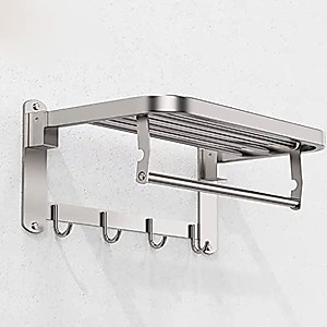 UXZDX Towel Holder Rack Hooks Mount Towel Shelf Bathroom Accessories Hardware Brushed