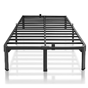 Superay 14 Inch Metal Bed Frame Queen Size with Mattress Slide Stopper - Double Black Basic Steel Slats Platform, Easy Assembly Heavy Duty Noise Free Bedframes, No Box Spring Needed