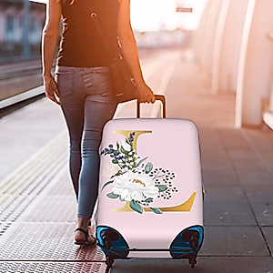 Flower Lette L Pink Luggage Cover Elastic Washable Stretch Suitcase Protector Anti-Scratch Travel Suitcase Cover for Kid and Adult S (18-21 inch suitcase)
