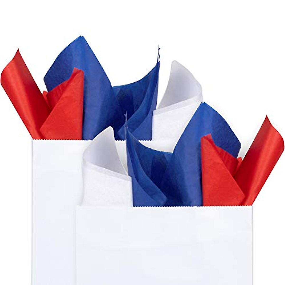 Whaline 120 Sheet Tissue Paper Crepe Paper White Blue Red Gift Wrapping Paper American Flag Colors Wrap Tissue Paper Independence Day Paper for July Veterans Day Art Crafts 4th of, 15 x 20 Inch