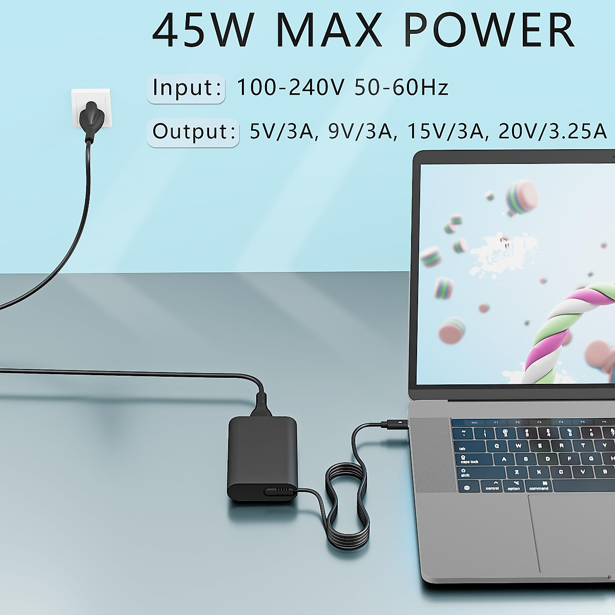 45W Dell USB C Laptop Charger for Dell XPS 13