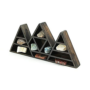 Zeckos Dark Brown Wooden Geometric Triangle Crystal Display Shelf 16.5 x 7.75 x 2 inch