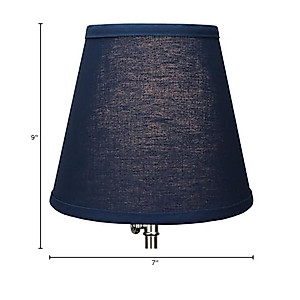 FenchelShades.com Lampshade 5" Top Diameter x 9" Bottom Diameter x 7" Slant Height with Clip-On Attachment for Standard Edison-Style Lightbulb (Linen Navy Blue)