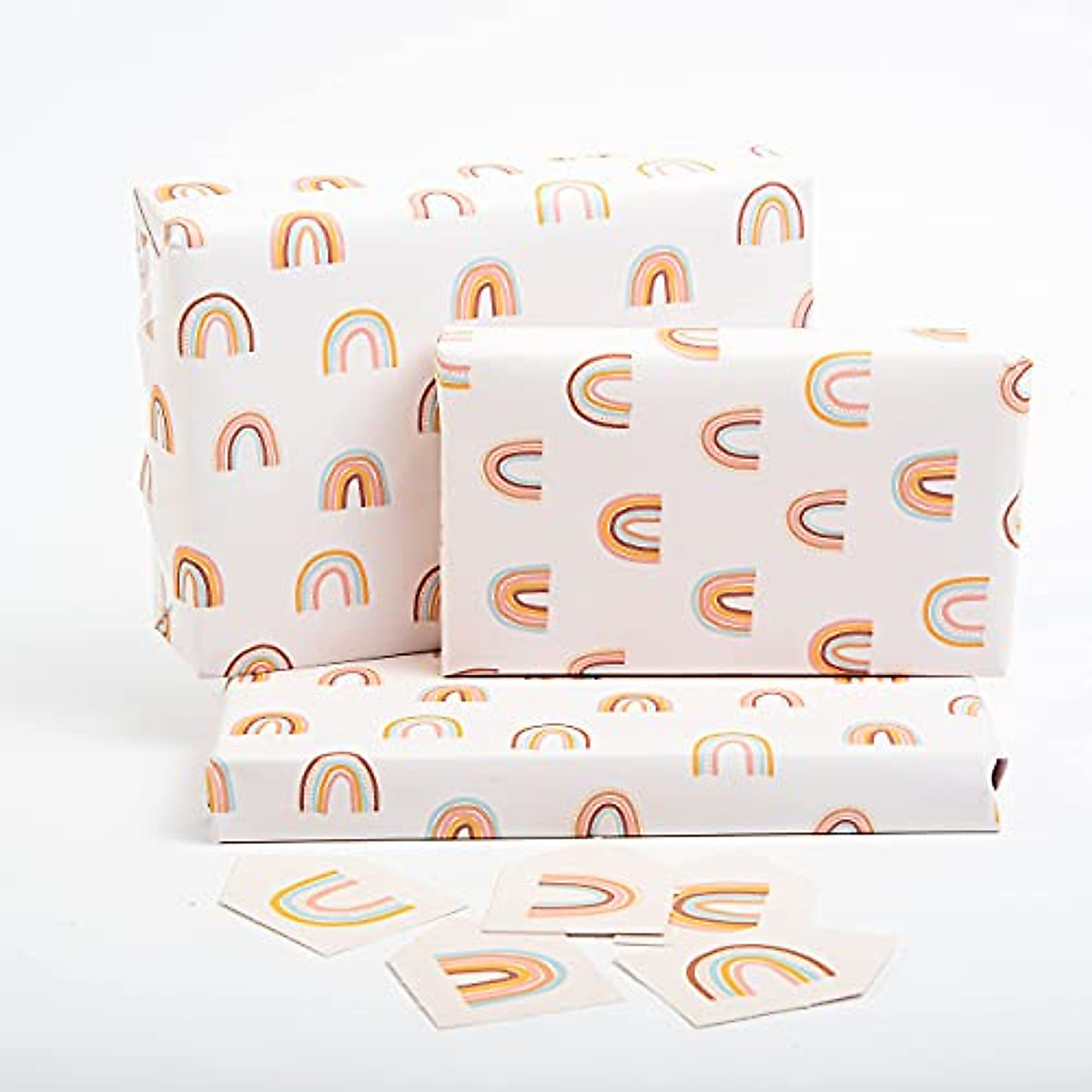 Central 23-6 Wrapping Paper Sheets - Pastel Rainbows - Birthday Gift Wrap for Women Girls Kids - Easter Paper - Baby Shower - Eco and Made in the UK