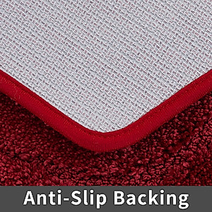 COSY HOMEER Extra Thick Bath Rugs for Bathroom - Anti-Slip Bath Linen Sets Mats Soft Plush Yarn Shaggy 100% Strong Polyester Living Room Bedroom Water Absorbent(Red,17x27 - Inches)
