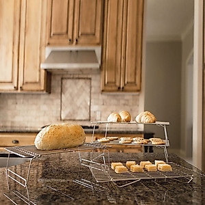 KITCHENATICS 4-Tier Stackable Cooling Racks for Baking, 100% Stainless Steel Wire Rack, Oven Safe Baking Rack, Oven Rack for Pizza, Cake, Bread, Cooling Rack for Cooking and Baking, Cookie Rack 15x10