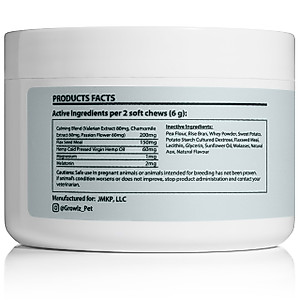 Growlz Dog Calming Chews: Anxiety Relief & Travel Treats - K9 Soothing Soft Chews to Promote Relaxation for Crate, Sleep, & Grooming - USA Made with Human Grade Ingredients 90 Count