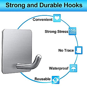 Adhesive Towel Hook Stainless Steel Adhesive Wall Hooks,Waterproof and Anti-Rust Wall Hooks for Hanging,Can Be Used for Keys,Towels,Clothes,Bath Towels,Hats,Kitchen Utensils(4 Pieces)