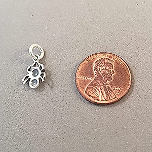SPIDER .925 Sterling Silver 3-D Charm Pendant Garden Insect Bug Small Scary Halloween New IN10